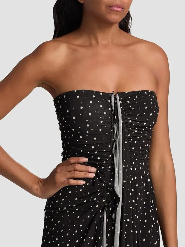 Isabel Marant Étoile Gemma Polka-dot Draped Strapless Minidress