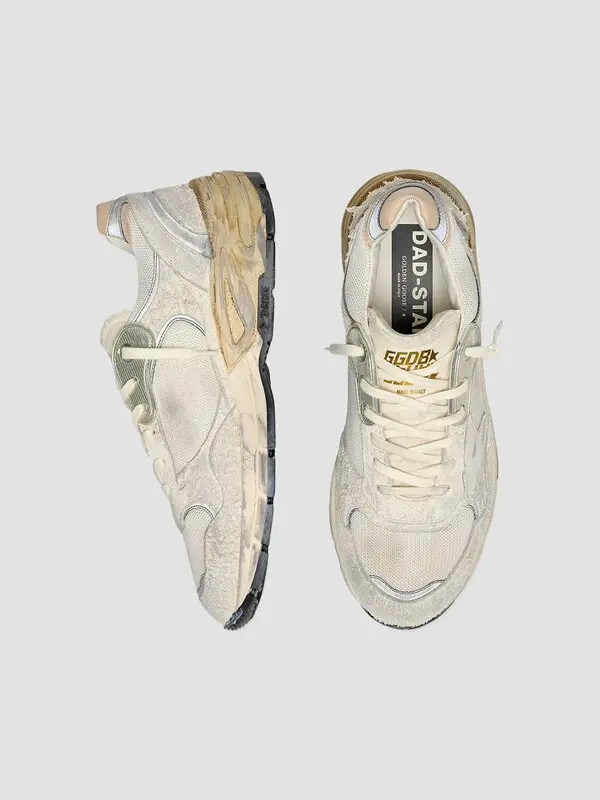 GOLDEN GOOSE Distressed Mesh-leather Low-top Running Sneakers