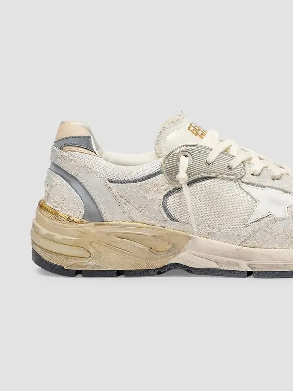 GOLDEN GOOSE Distressed Mesh-leather Low-top Running Sneakers