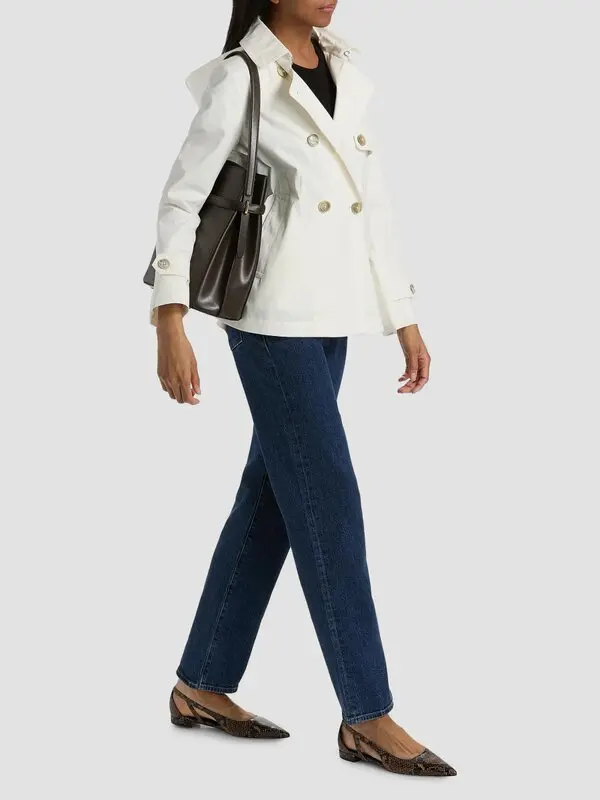 Herno Hooded Cotton Short Trench Coat - White