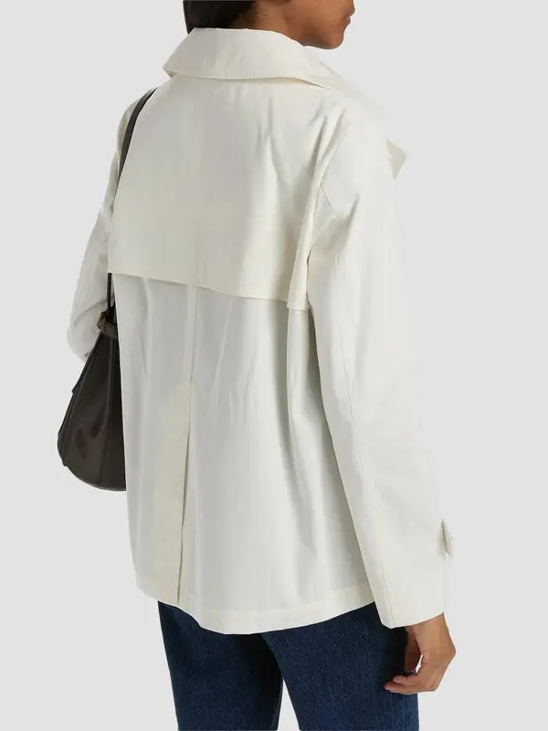 Herno Hooded Cotton Short Trench Coat - White