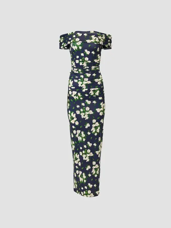 Carolina Herrera Cabana Floral Off-the-shoulder Gathered Maxi Dress - Midnight Multi
