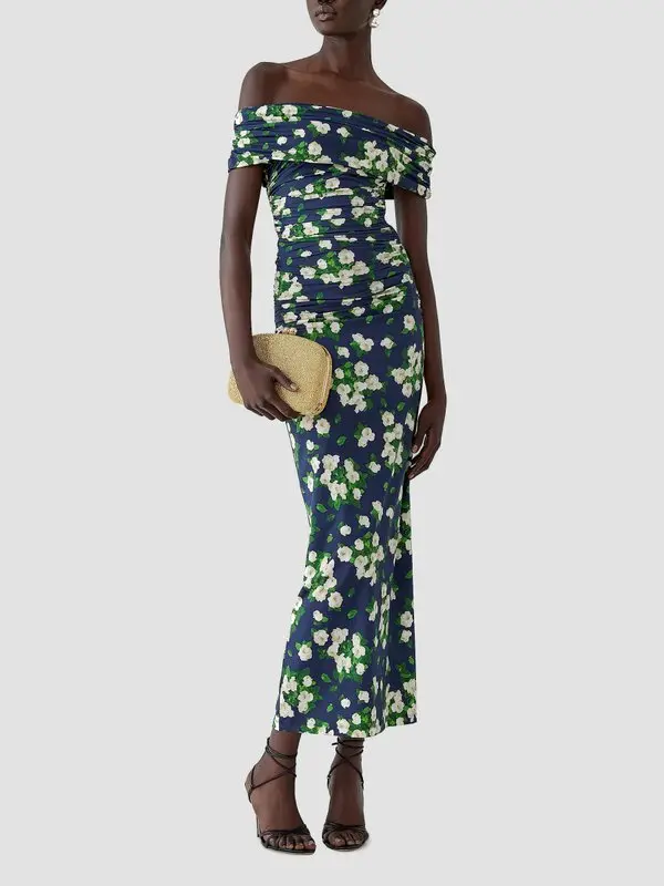 Carolina Herrera Cabana Floral Off-the-shoulder Gathered Maxi Dress - Midnight Multi