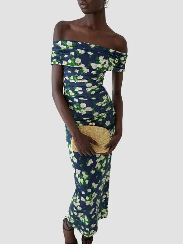 Carolina Herrera Cabana Floral Off-the-shoulder Gathered Maxi Dress - Midnight Multi