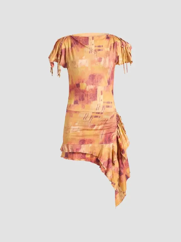 Isabel Marant Étoile Janick Printed Asymmetric Minidress - Orange