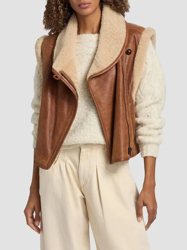 Isabel Marant Étoile Alime Leather & Shearling Vest