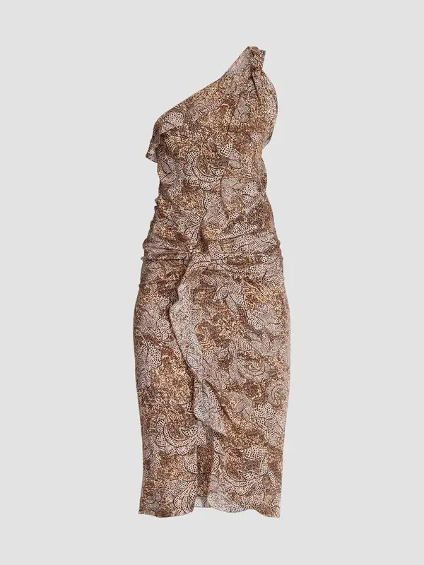 Isabel Marant Étoile Charlota Floral One-shoulder Knee-length Dress - Ochre