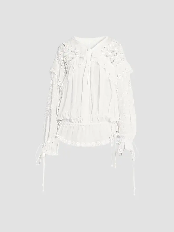 Isabel Marant Étoile Nowana Eyelet Cotton-silk Blouse - White
