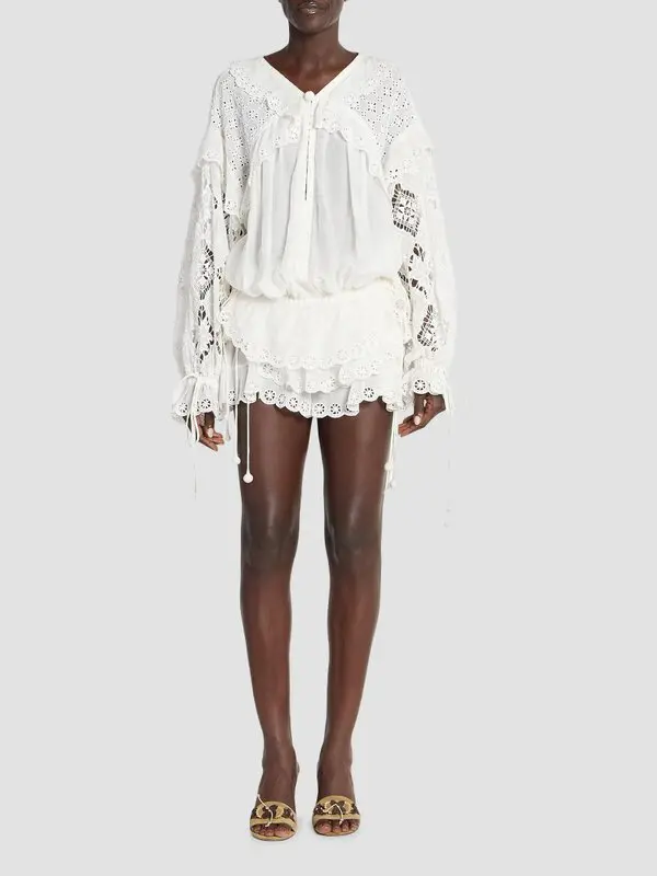 Isabel Marant Étoile Nowana Eyelet Cotton-silk Blouse - White