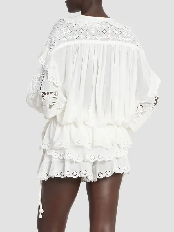 Isabel Marant Étoile Nowana Eyelet Cotton-silk Blouse - White