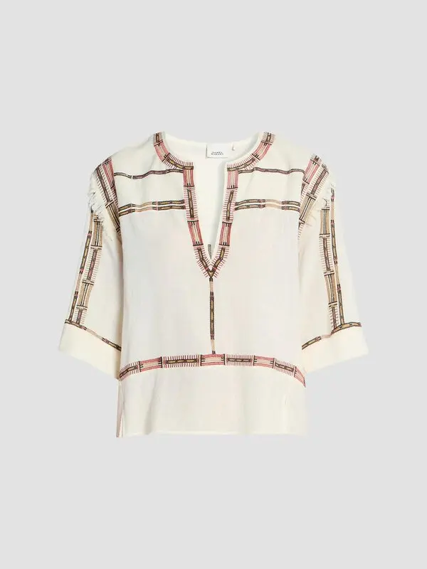 Isabel Marant Étoile Fiosa Silk Printed-trim Blouse