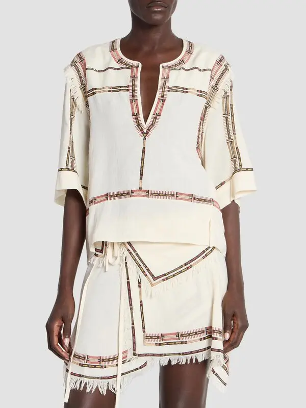 Isabel Marant Étoile Fiosa Silk Printed-trim Blouse