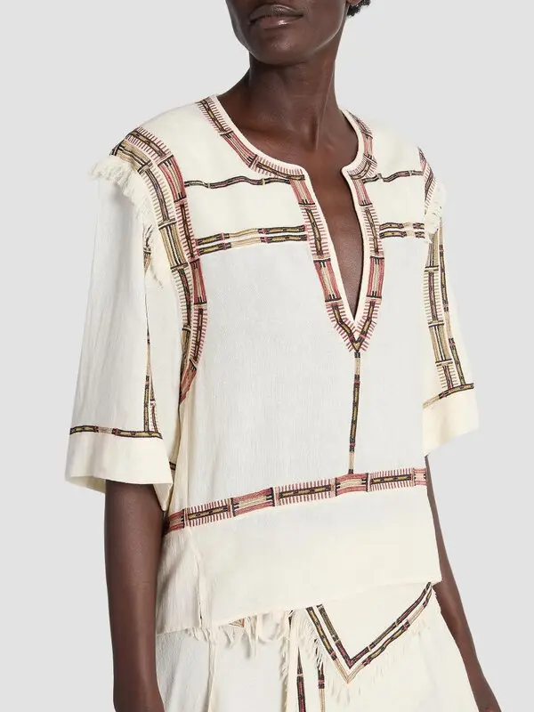 Isabel Marant Étoile Fiosa Silk Printed-trim Blouse