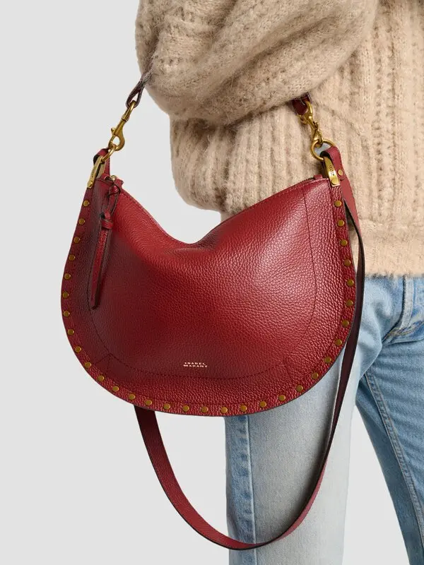 Isabel Marant Étoile Oskan Studded Leather Shoulder Bag - Dark Red