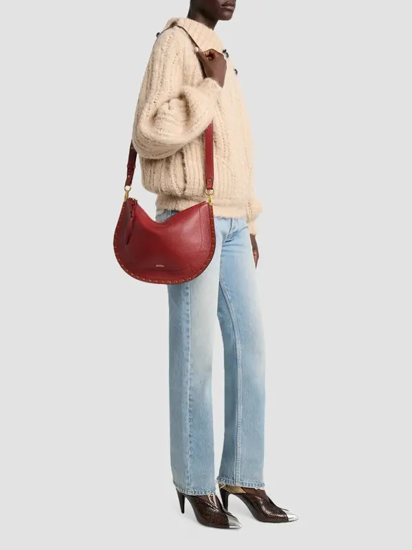 Isabel Marant Étoile Oskan Studded Leather Shoulder Bag - Dark Red