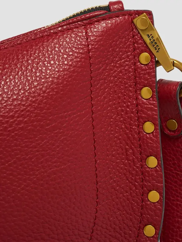 Isabel Marant Étoile Oskan Studded Leather Shoulder Bag - Dark Red
