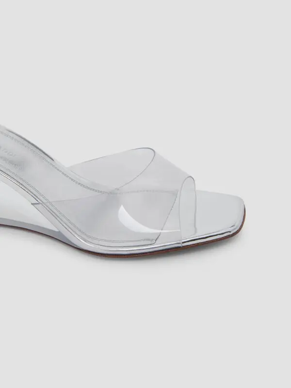 Amina Muaddi Lupita 70mm Glass Wedge Sandals