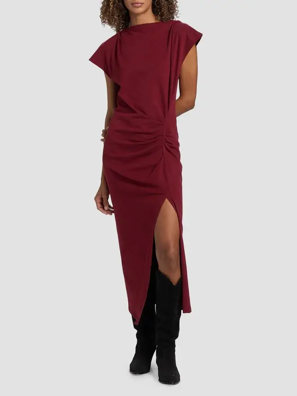Isabel Marant Étoile Nadela Cotton Draped Midi-dress - Dark Burgundy