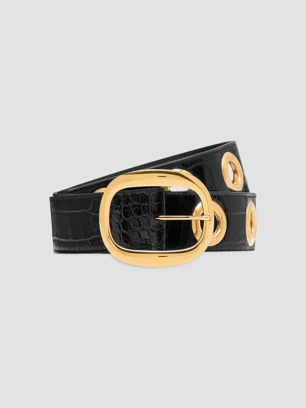 TOM FORD Ursula Shiny Stamped Croc Belt