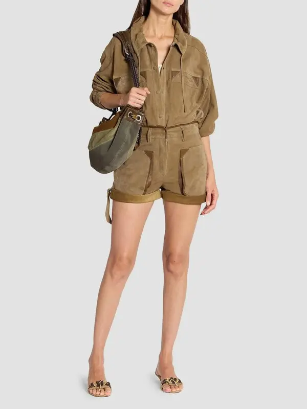 Isabel Marant Étoile Marline Suede Utility Shorts - Bronze