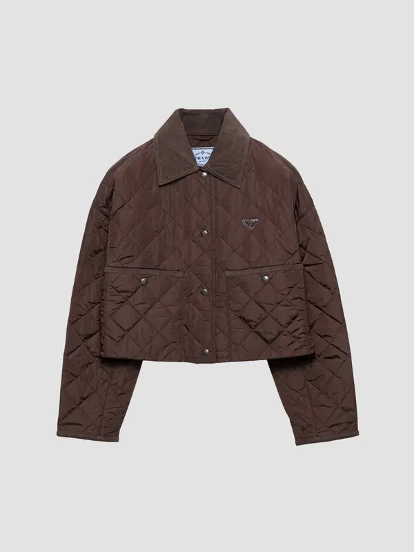 Prada Lightweight Nylon Cropped Blouson Jacket - Brown