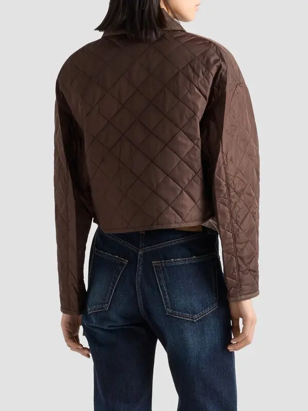 Prada Lightweight Nylon Cropped Blouson Jacket - Brown