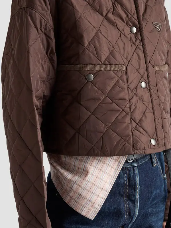 Prada Lightweight Nylon Cropped Blouson Jacket - Brown