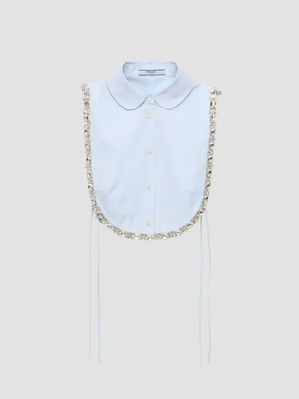 Prada Embroidered Poplin Tie Vest