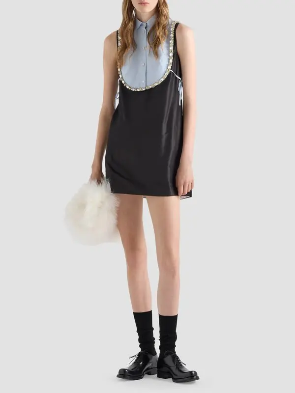 Prada Embroidered Poplin Tie Vest
