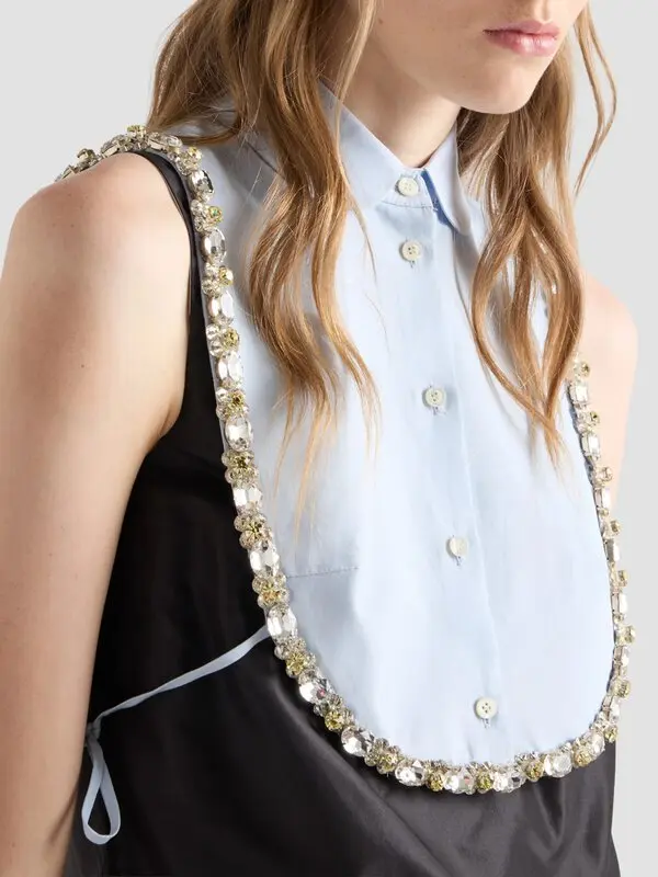 Prada Embroidered Poplin Tie Vest