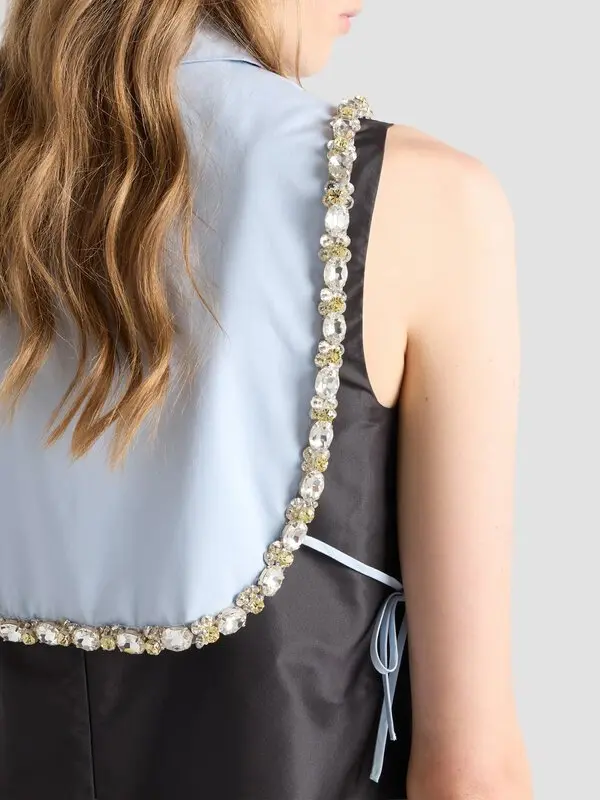 Prada Embroidered Poplin Tie Vest