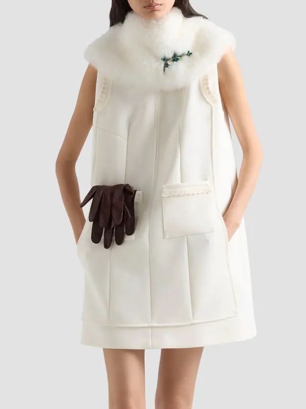 Prada Embroidered Natté Fabric Mini Dress