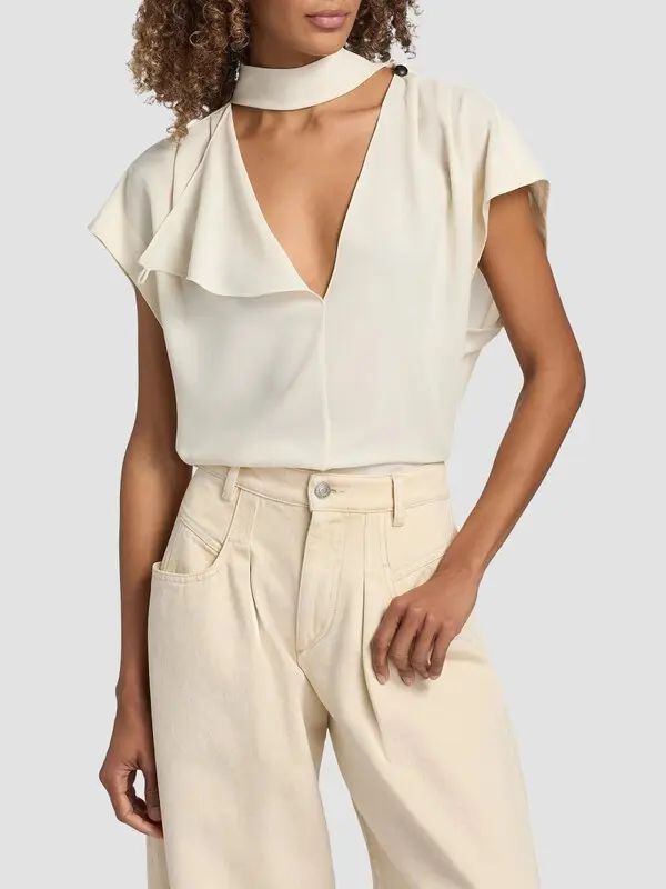 Isabel Marant Étoile Selene Scarf Woven Top - Ecru