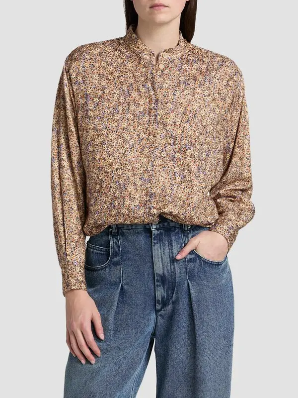 Isabel Marant Étoile Harlow Floral Silk-blend Shirt - Ochre