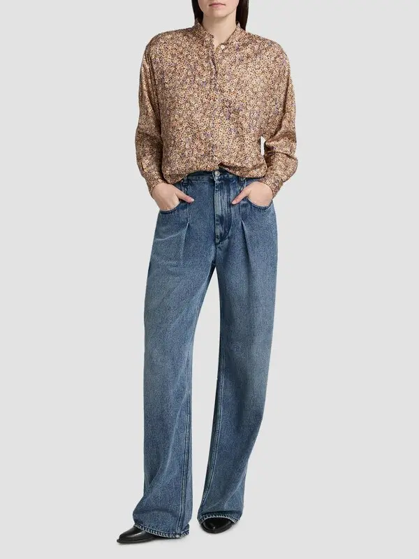Isabel Marant Étoile Harlow Floral Silk-blend Shirt - Ochre