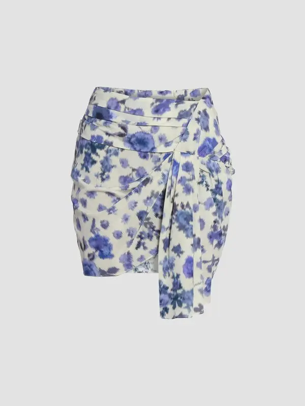 Isabel Marant Étoile Ovia Printed Draped Stretch-silk Miniskirt