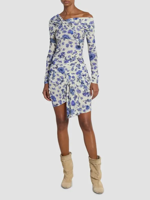 Isabel Marant Étoile Ovia Printed Draped Stretch-silk Miniskirt