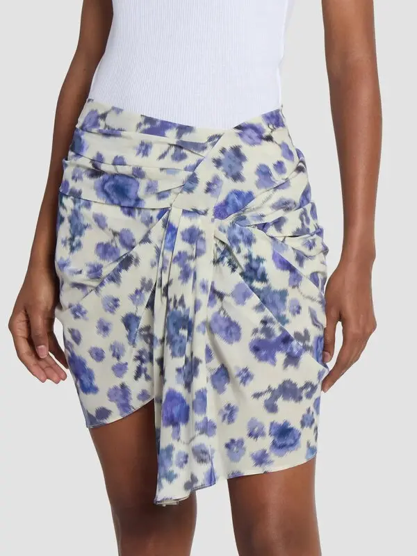 Isabel Marant Étoile Ovia Printed Draped Stretch-silk Miniskirt
