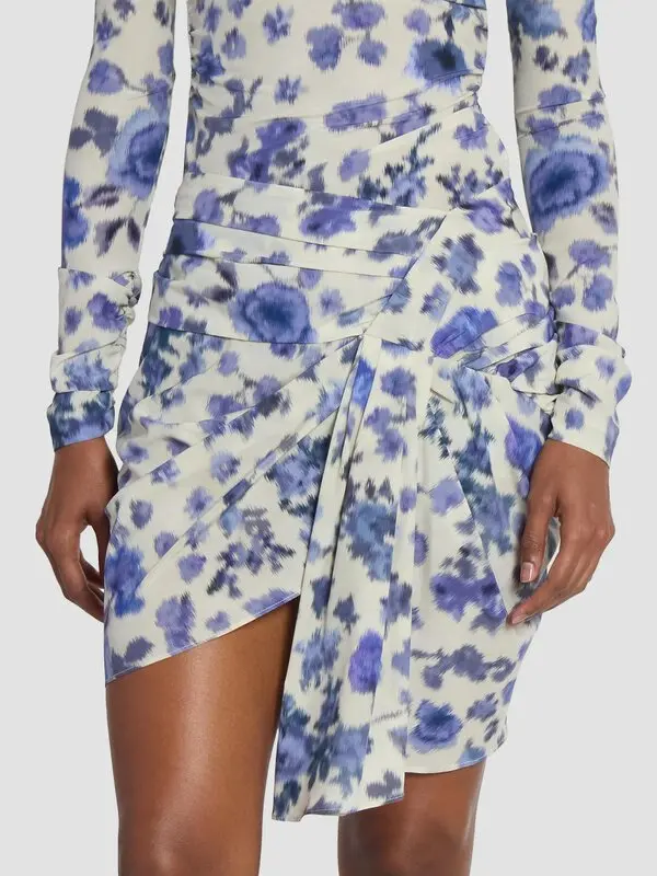 Isabel Marant Étoile Ovia Printed Draped Stretch-silk Miniskirt