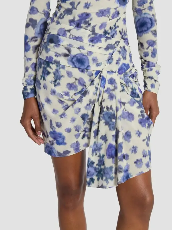 Isabel Marant Étoile Ovia Printed Draped Stretch-silk Miniskirt