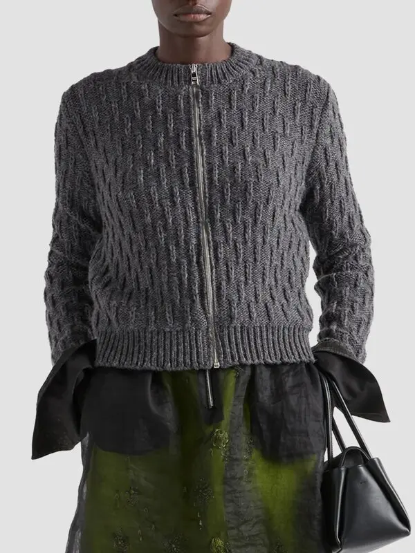 Prada Wool And Alpaca Cardigan - Grey
