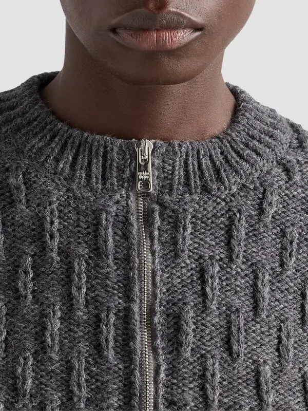 Prada Wool And Alpaca Cardigan - Grey
