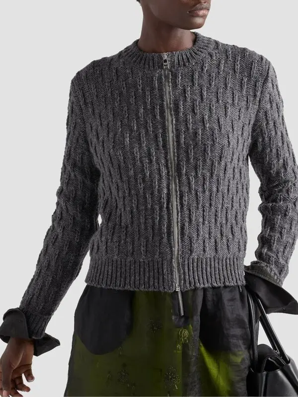 Prada Wool And Alpaca Cardigan - Grey