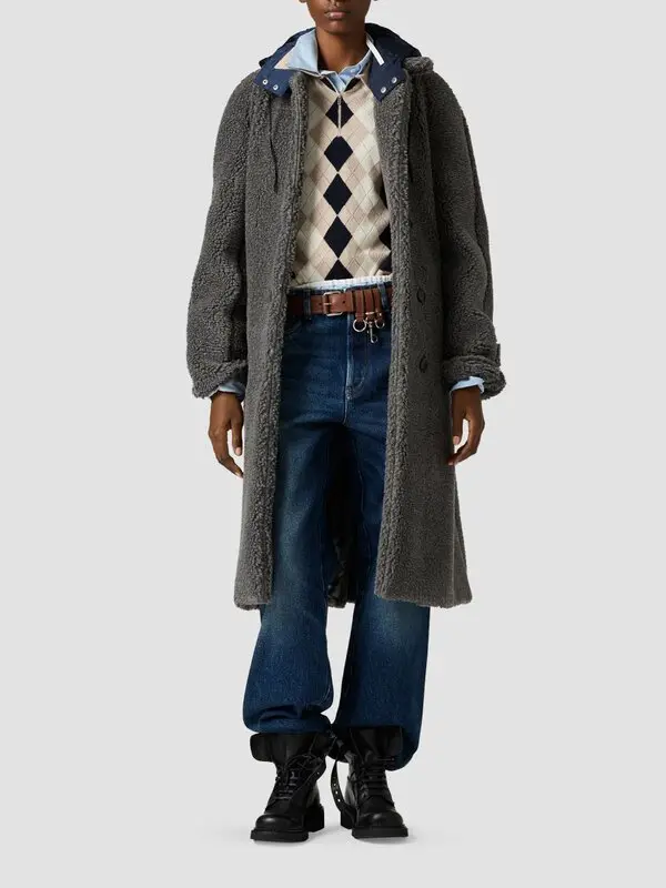 Miu Miu Single-breasted Fleece Coat