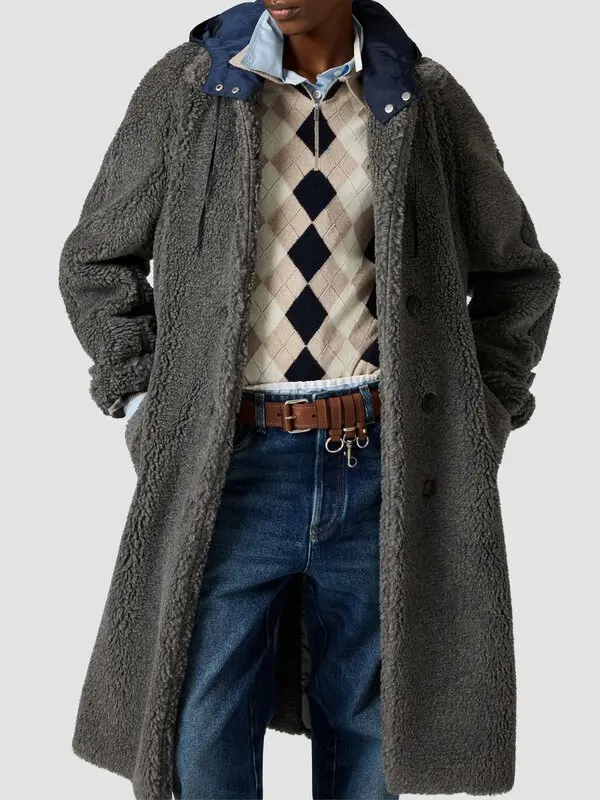 Miu Miu Single-breasted Fleece Coat