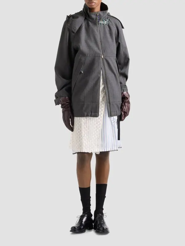 Prada Melange Hopsack Wool Jacket - Grey