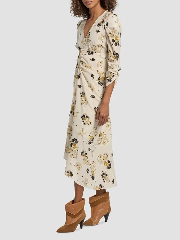 Isabel Marant Étoile Albini Floral Silk Cinched Midi-dress