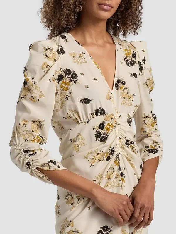 Isabel Marant Étoile Albini Floral Silk Cinched Midi-dress
