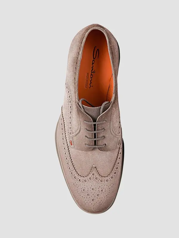 Santoni Easy Brogue Suede Dress Shoes