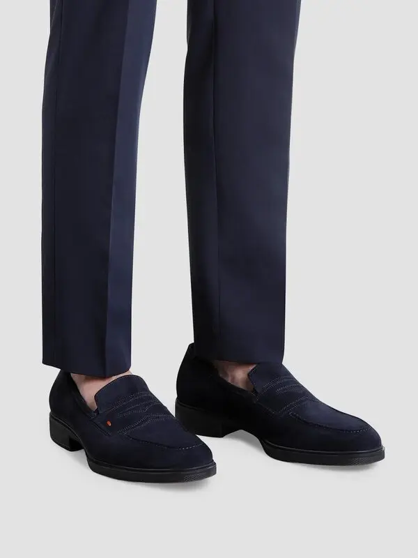 Santoni Easy Suede Penny Loafers